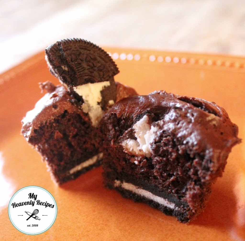 Oreo Surprise Chocolate Cupcake - My Heavenly Recipes