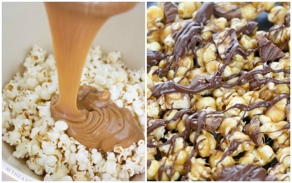 Snickers Popcorn Crunch - My Heavenly Recipes