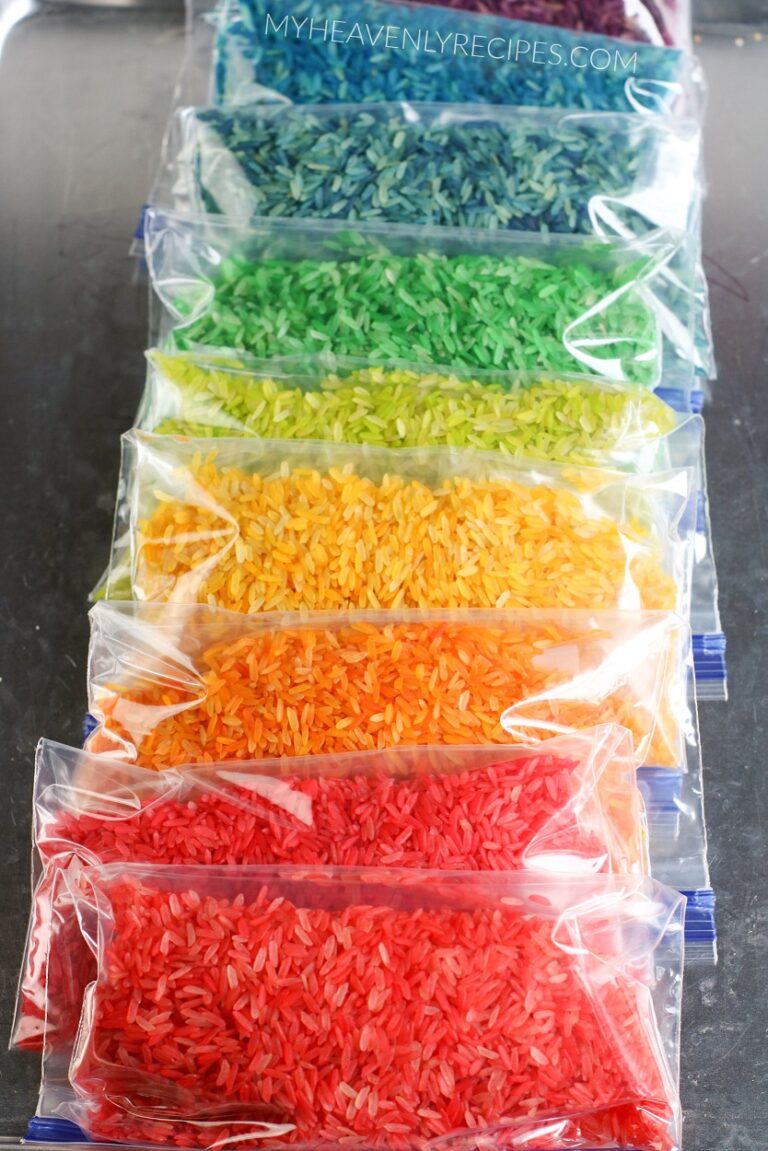 How to Color Rice for Sensory Bins - My Heavenly Recipes