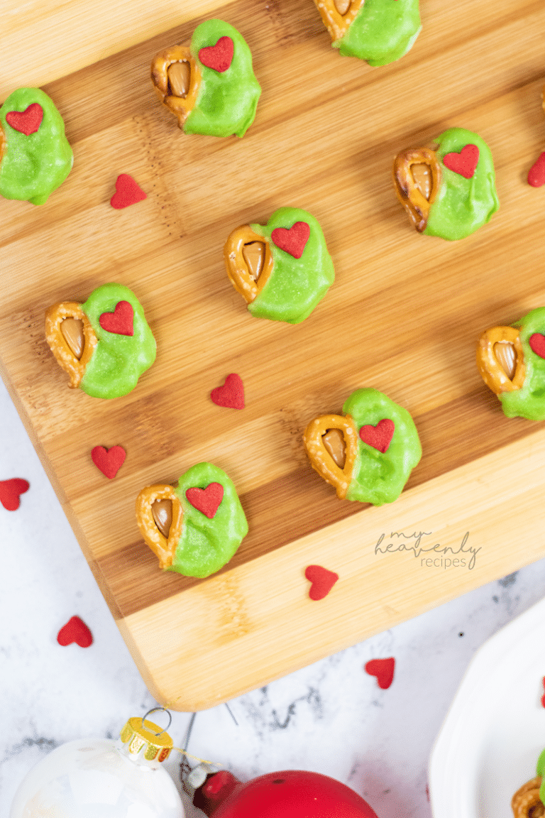 Grinch Pretzel Bites - My Heavenly Recipes