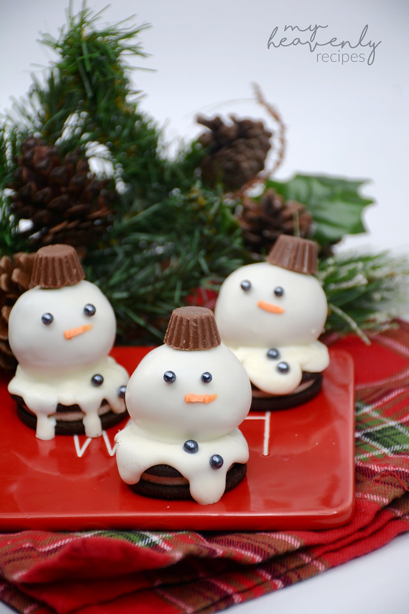 Melting Snowman Oreo Truffles - My Heavenly Recipes