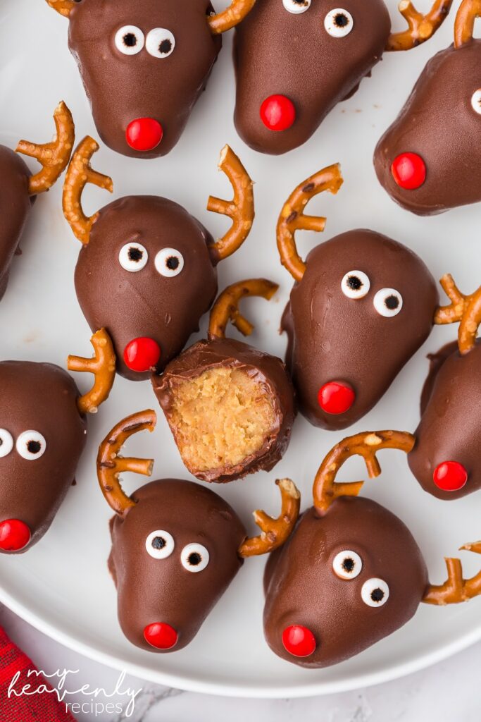 Chocolate Reindeer Nutter Butter Bites - My Heavenly Recipes