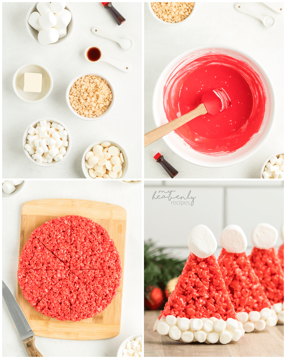 Santa Hat Rice Krispie Treats - My Heavenly Recipes