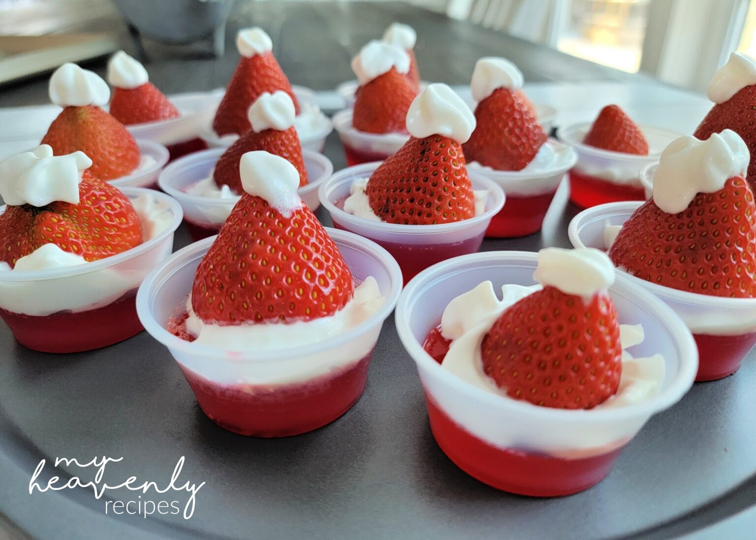 Santa Hat Jello Shots - My Heavenly Recipes