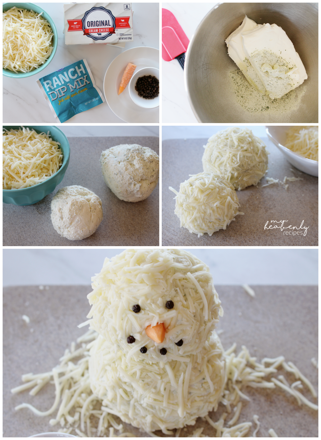 Snowman Cheese Ball Appetizer - My Heavenly Recipes