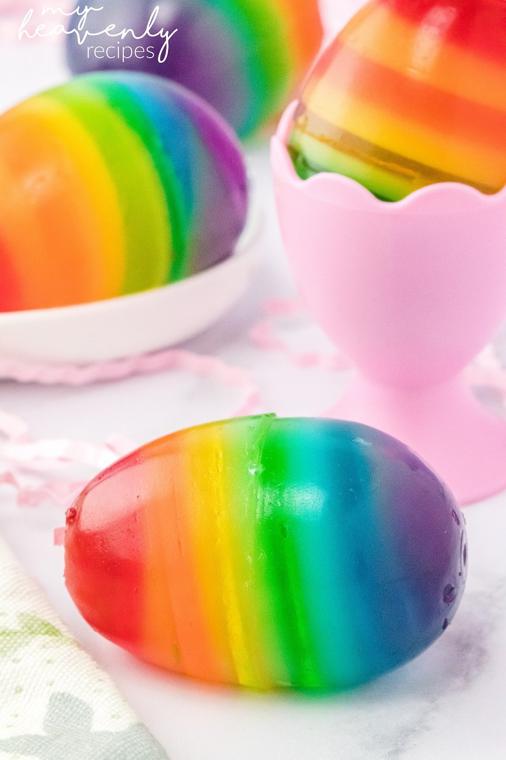 Rainbow Jello Easter Eggs - My Heavenly Recipes
