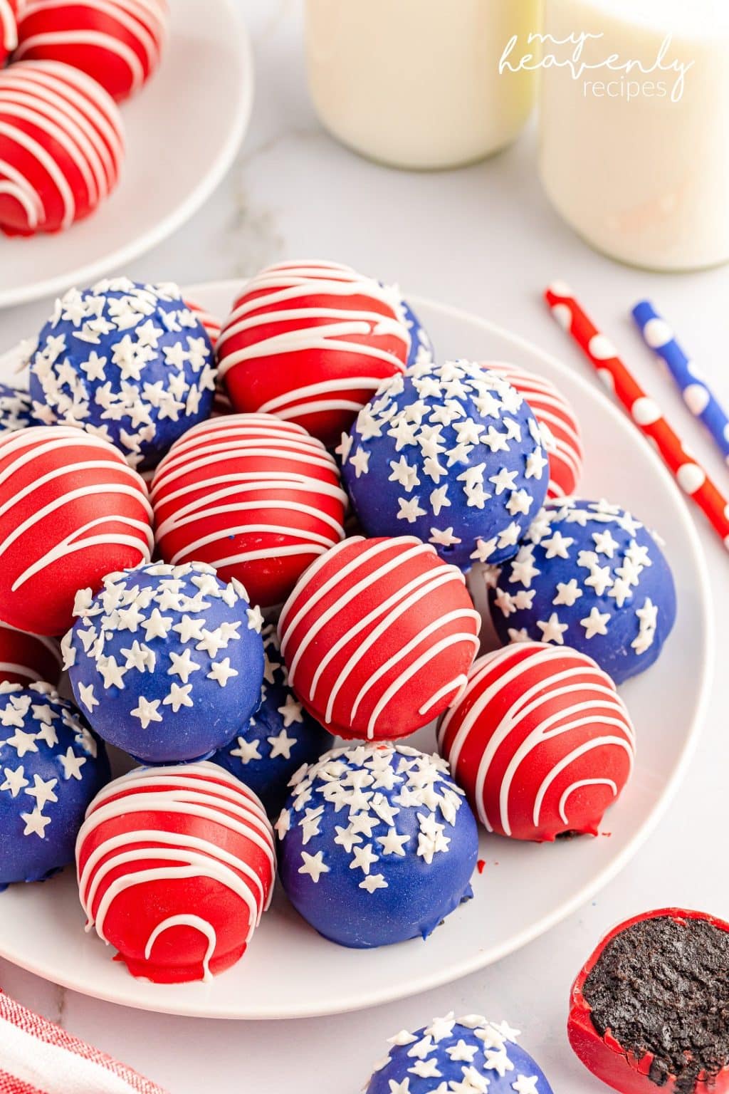 Patriotic Oreo Balls - My Heavenly Recipes