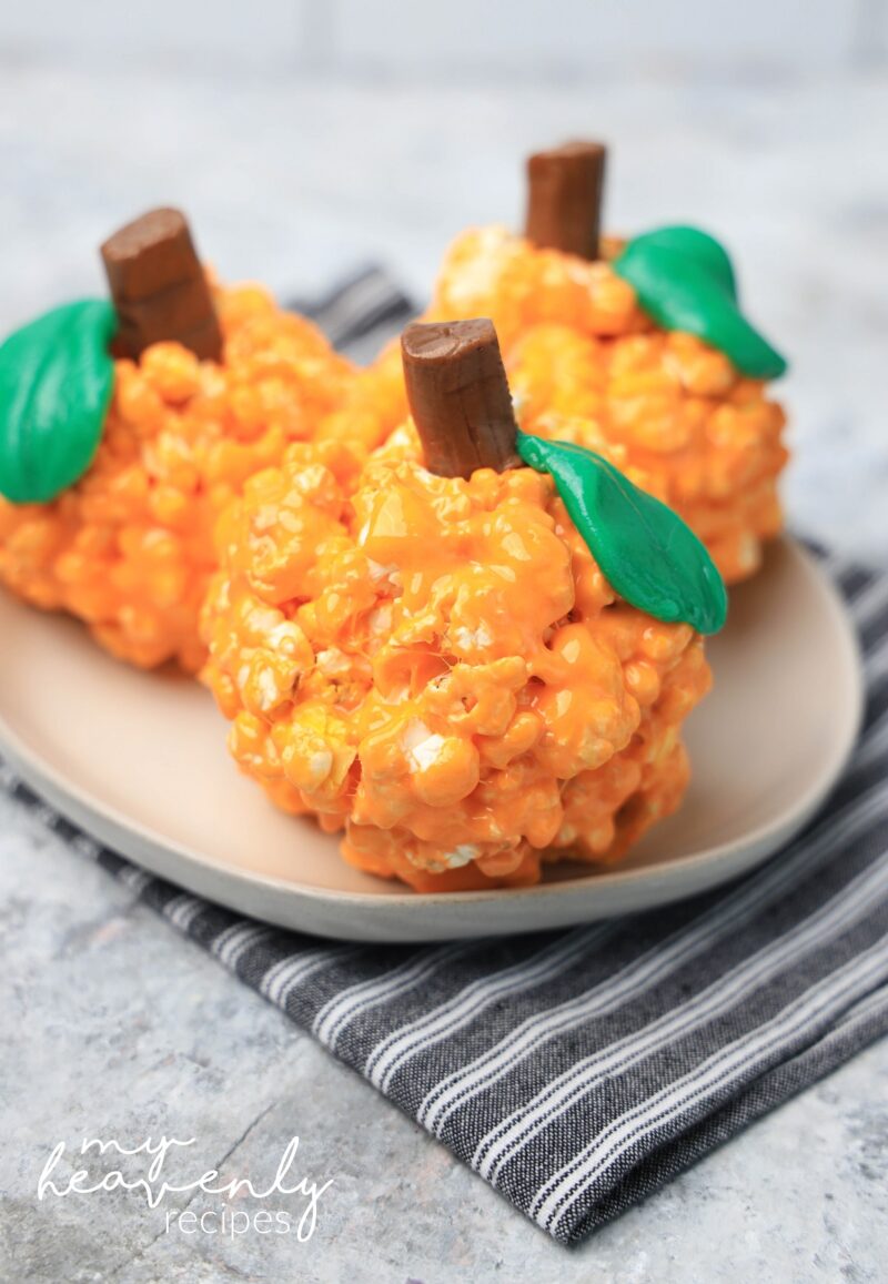 Pumpkin Popcorn Balls - My Heavenly Recipes
