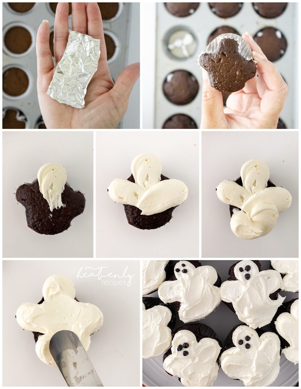 How to Make Ghost Shaped Cupcakes - My Heavenly Recipes